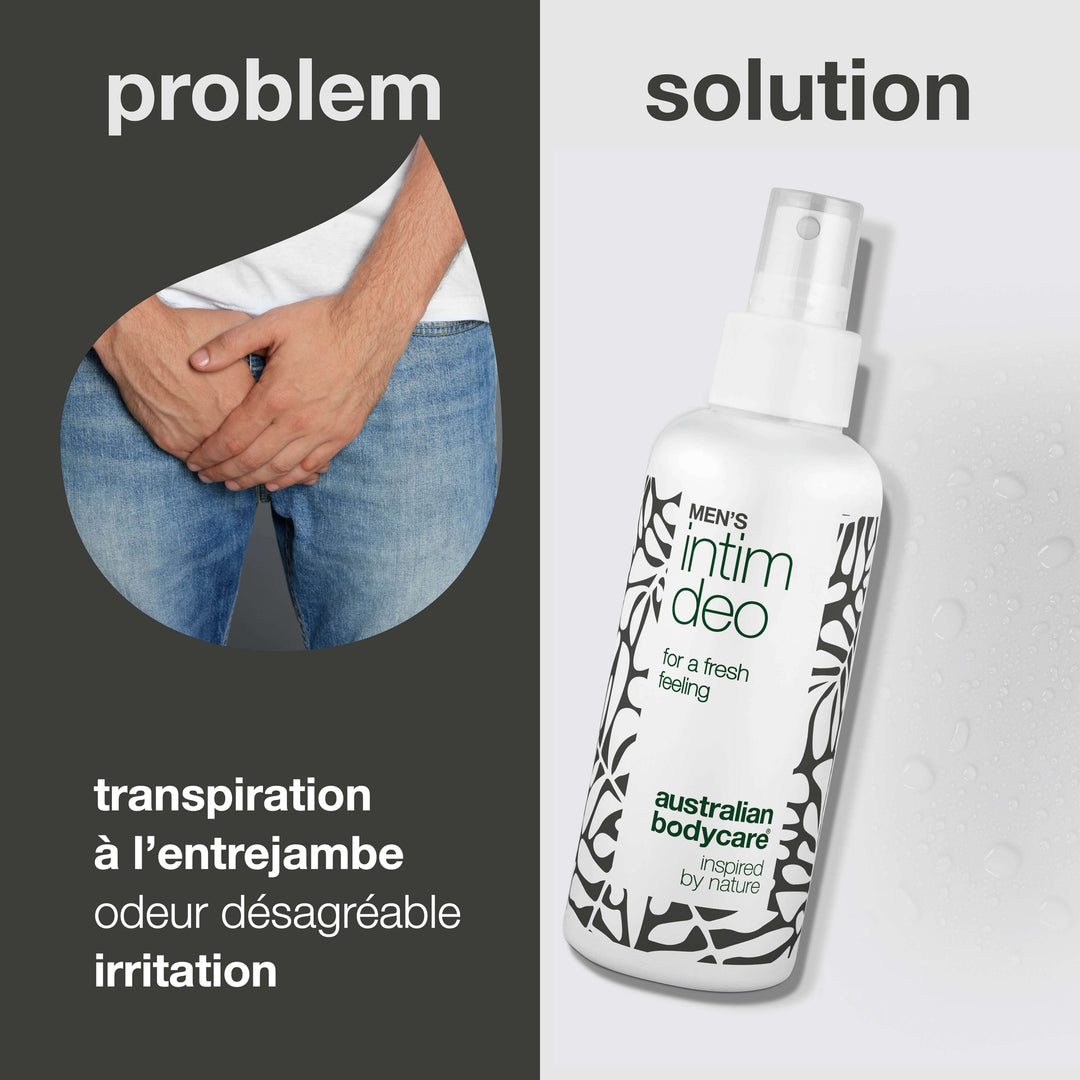 Déodorant intime homme contre la transpiration, les odeurs et l’inconfort